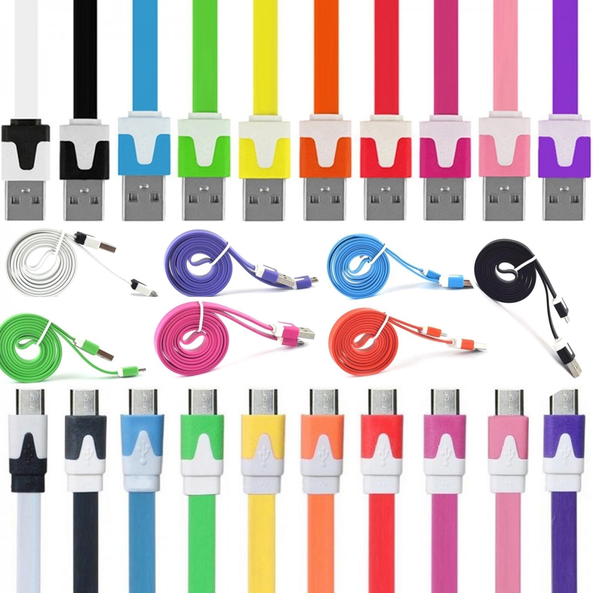 Cable Plano Micro USB para Alcatel 3C BQ Aquaris V Samsung J5 Xia...