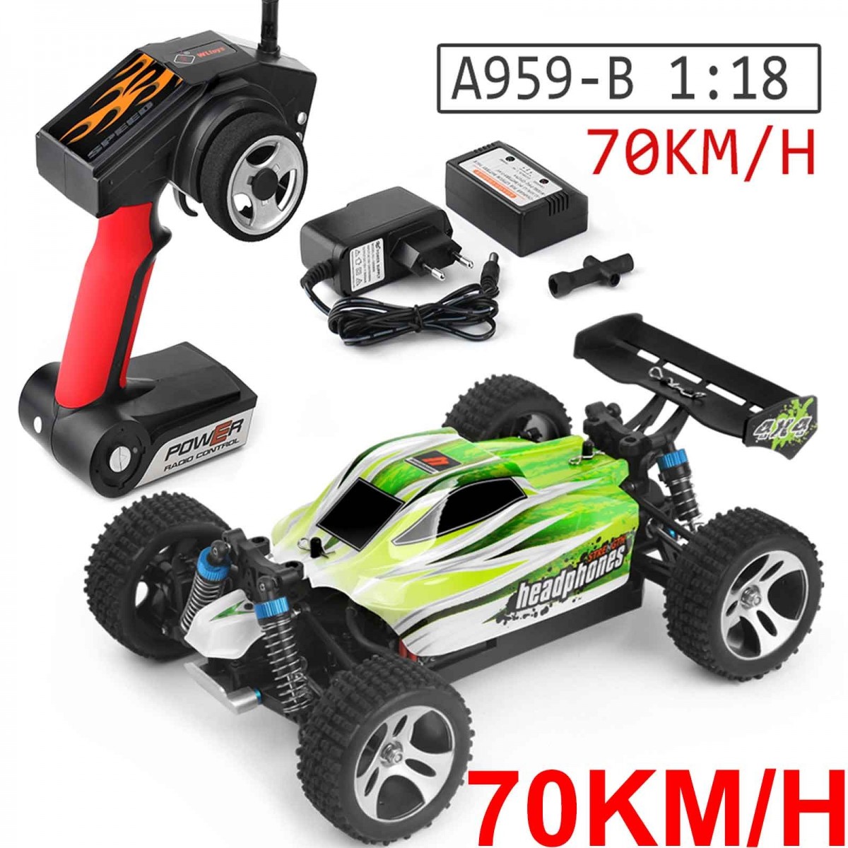 WLTOYS A959-B 2.4G 1/18 4WD 70KM/H ELÉCTRICO RTR OFF ROAD BUGGY R...