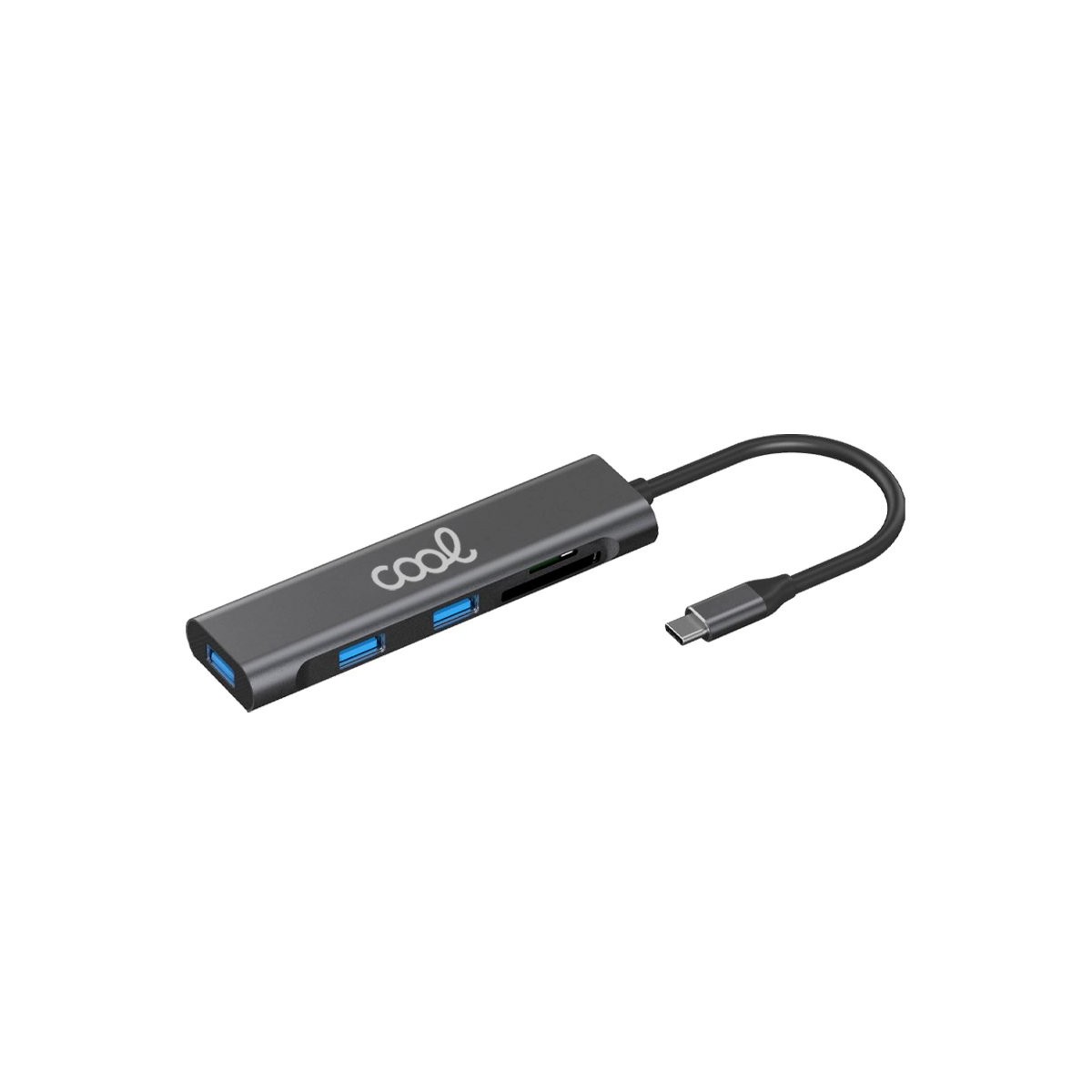 Hub Tipo-C Universal COOL 5 en 1 Aluminio (3 x USB 3.0 + SD + Micro SD)