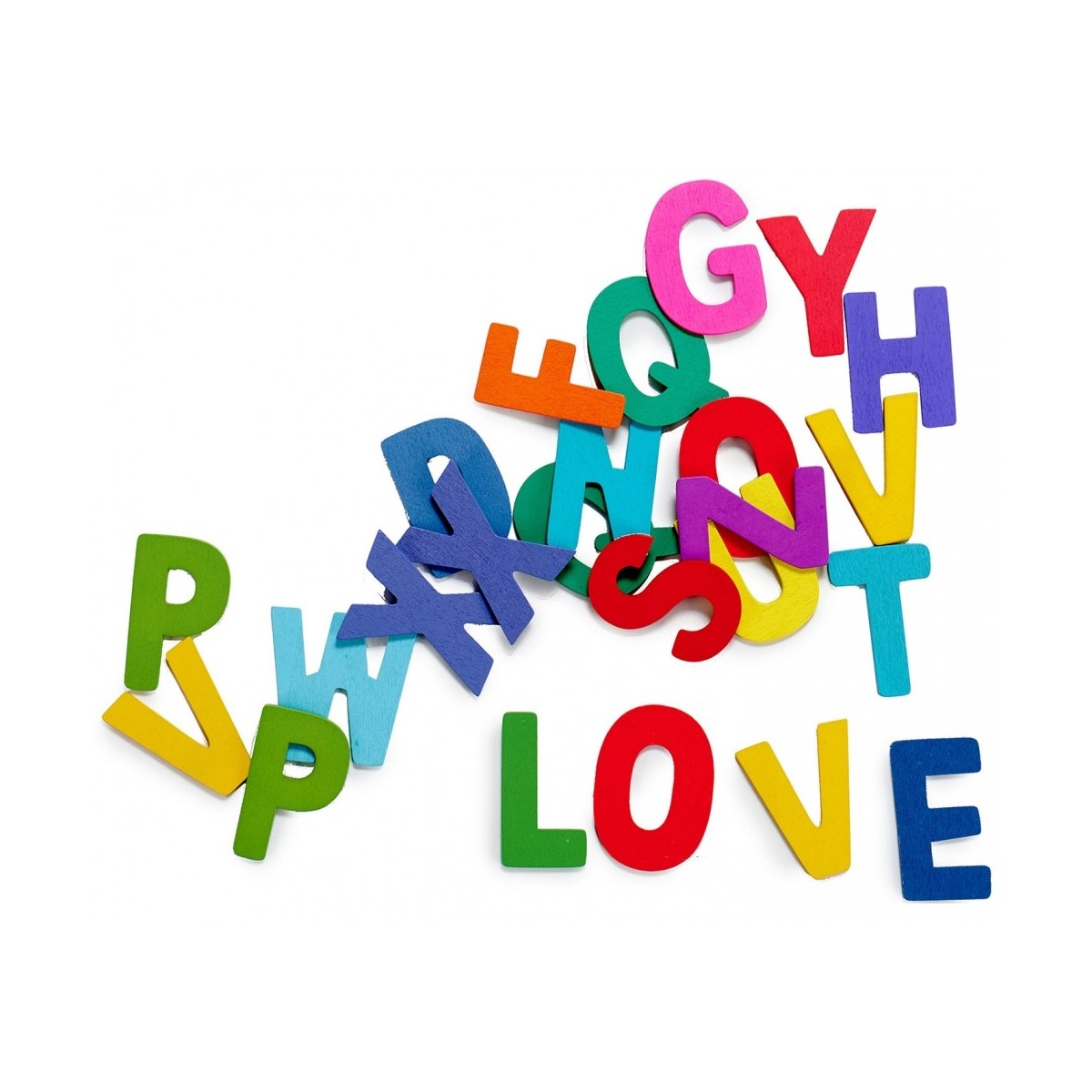 Caja 104 Letras Madera Colores 5 Cm