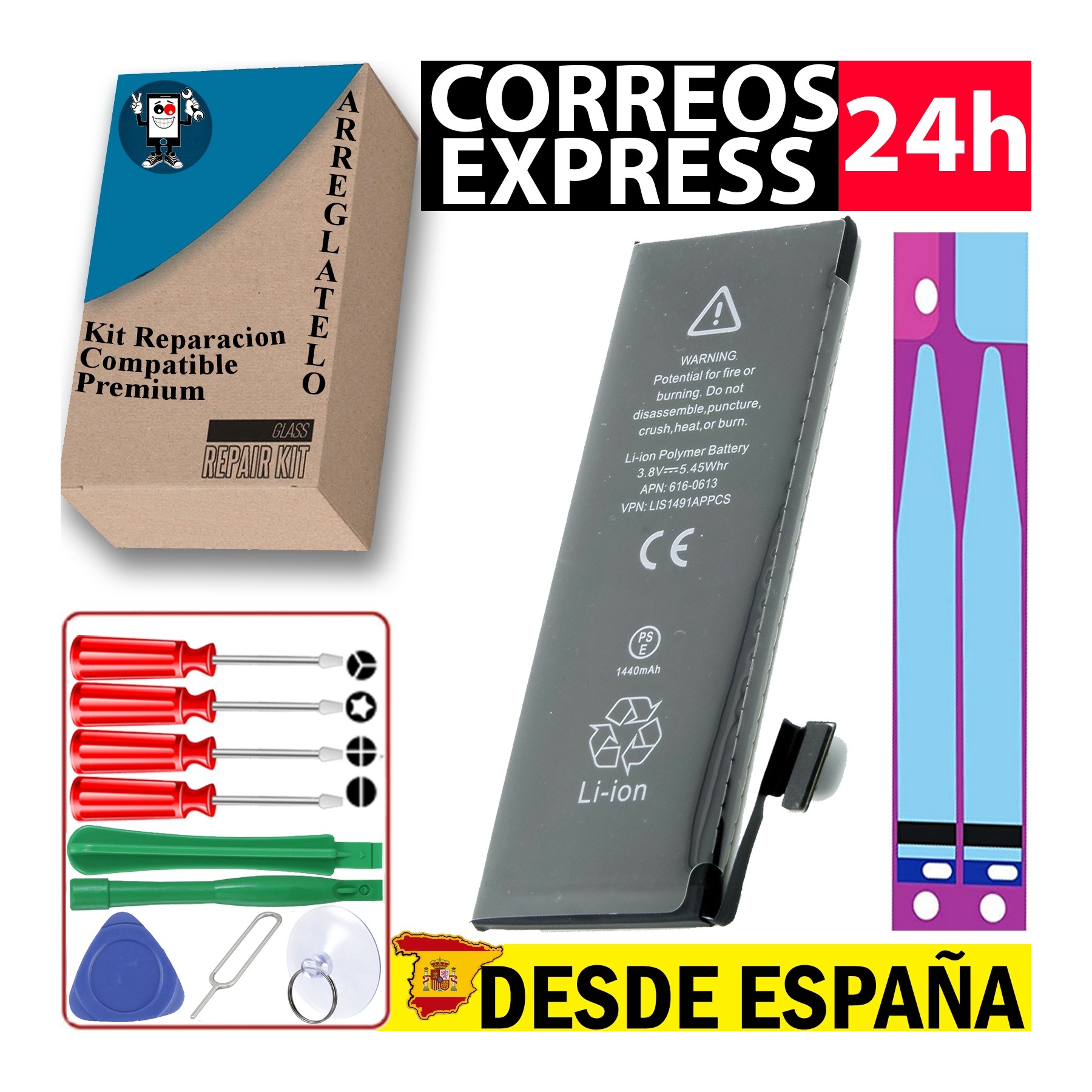 Battery for iPhone 5, 3.82V 1440mAh - Original Capacity - Zero Cycle