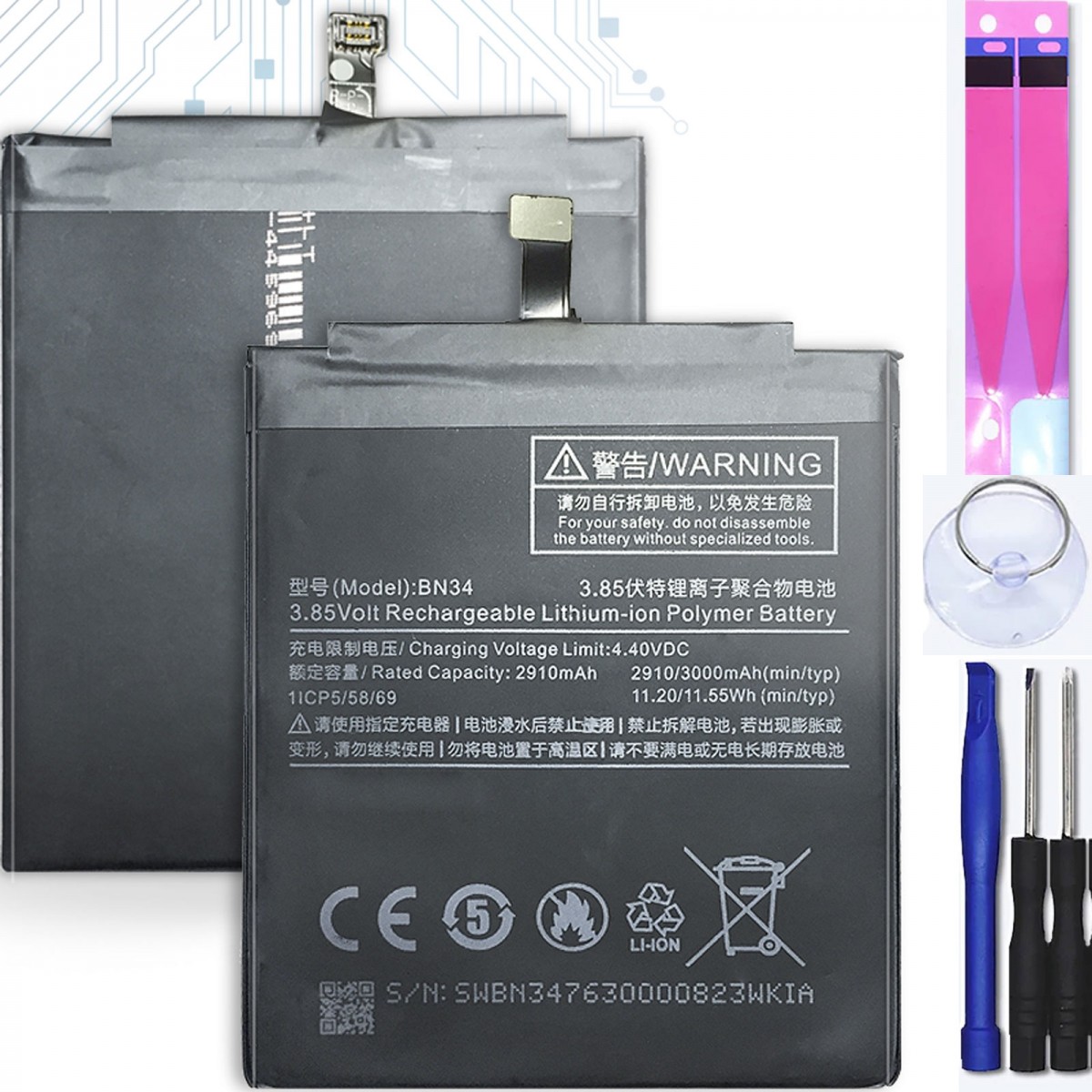 Battery For Xiaomi Redmi 5A , Part Number: BN34