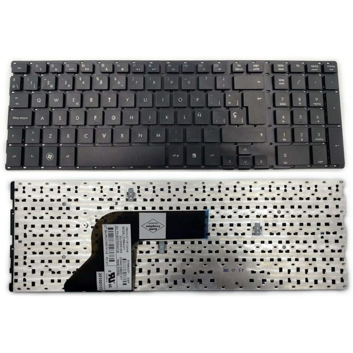 Teclado Español para portátil HP Probook 4510S 4515S 4710S , NEGR...
